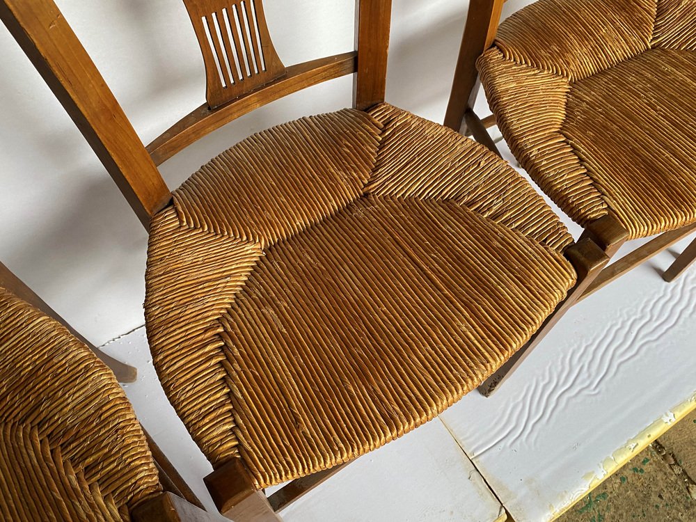 Vintage Rustic Chairs in Wood, 1890s, Set of 4 for sale at Pamono