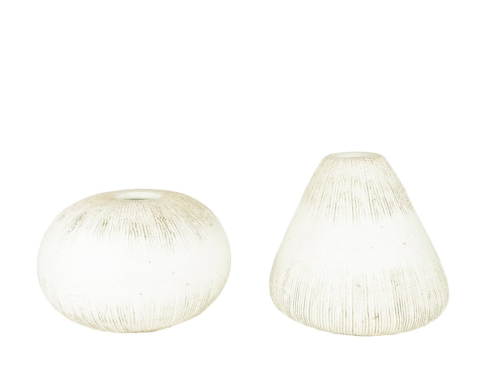Italian White Ivory Ceramic Vases by La Bottega, 1980s, Set of 2 for ...