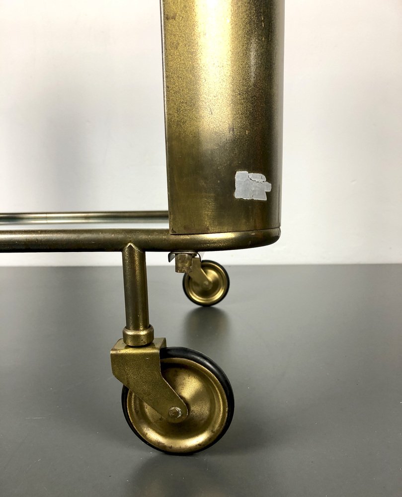 Bar Wagon in Brass and Glass, 1950s for sale at Pamono