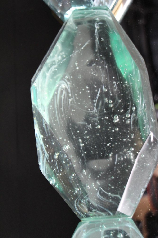 Large Aqua Blue Diamond Cut Textured Murano Glass Block Mirrors, Set of ...