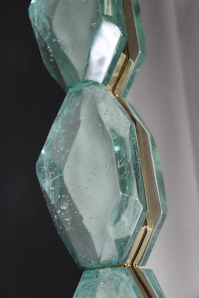 Large Aqua Blue Diamond Cut Textured Murano Glass Block Mirrors, Set of ...