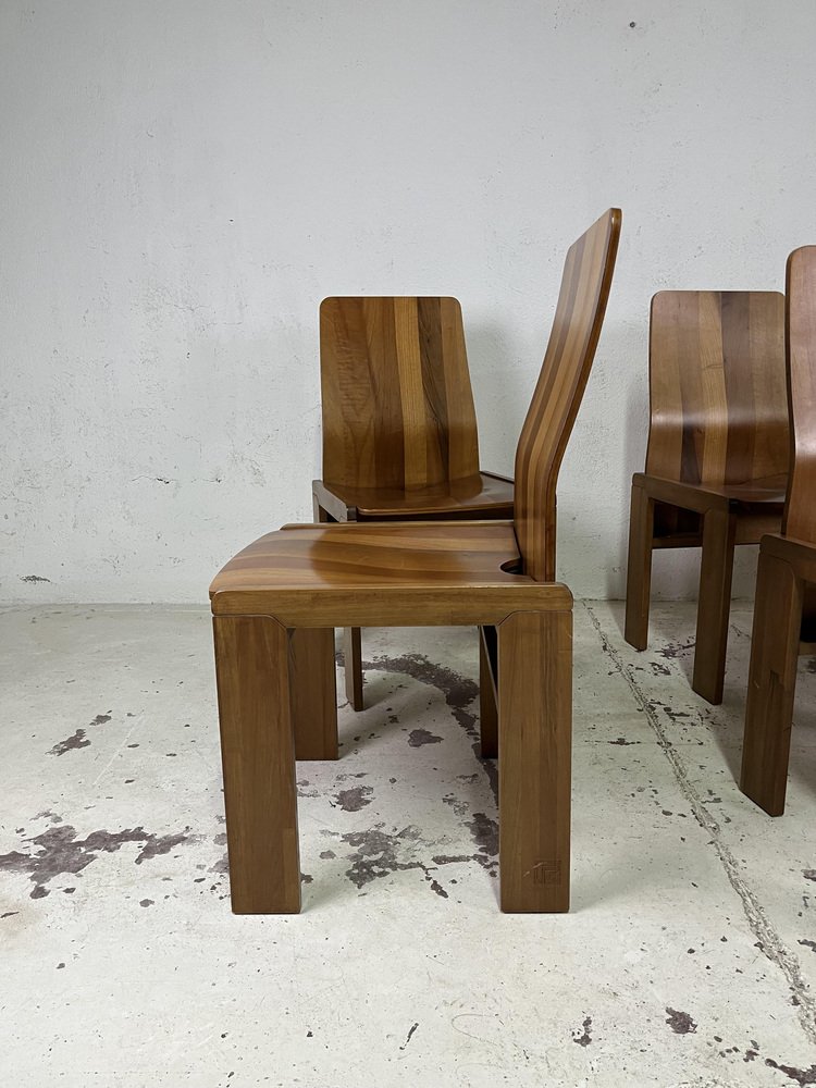 Wooden Maxello Dining Chairs by Enzo Berti for Platto, 1980s, Set of 6 ...