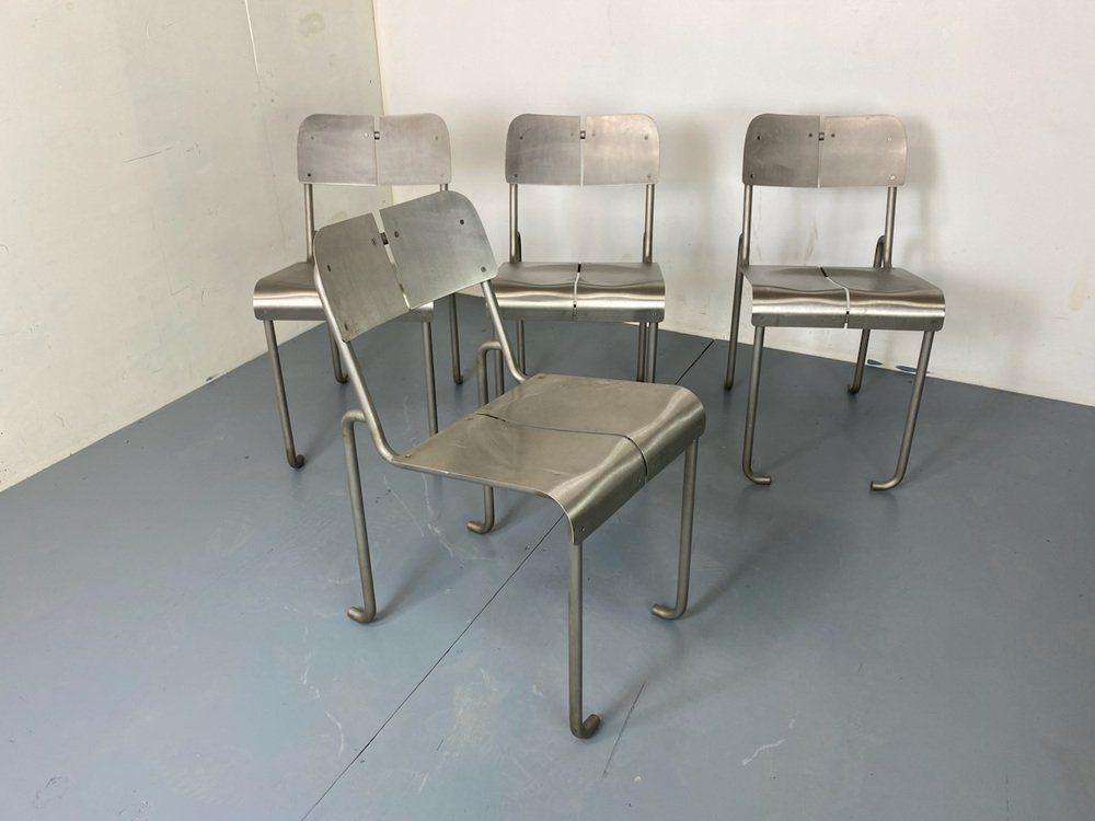 Modernist Architectural Stainless Steel Dining Chairs, 1980s, Set of 4 ...