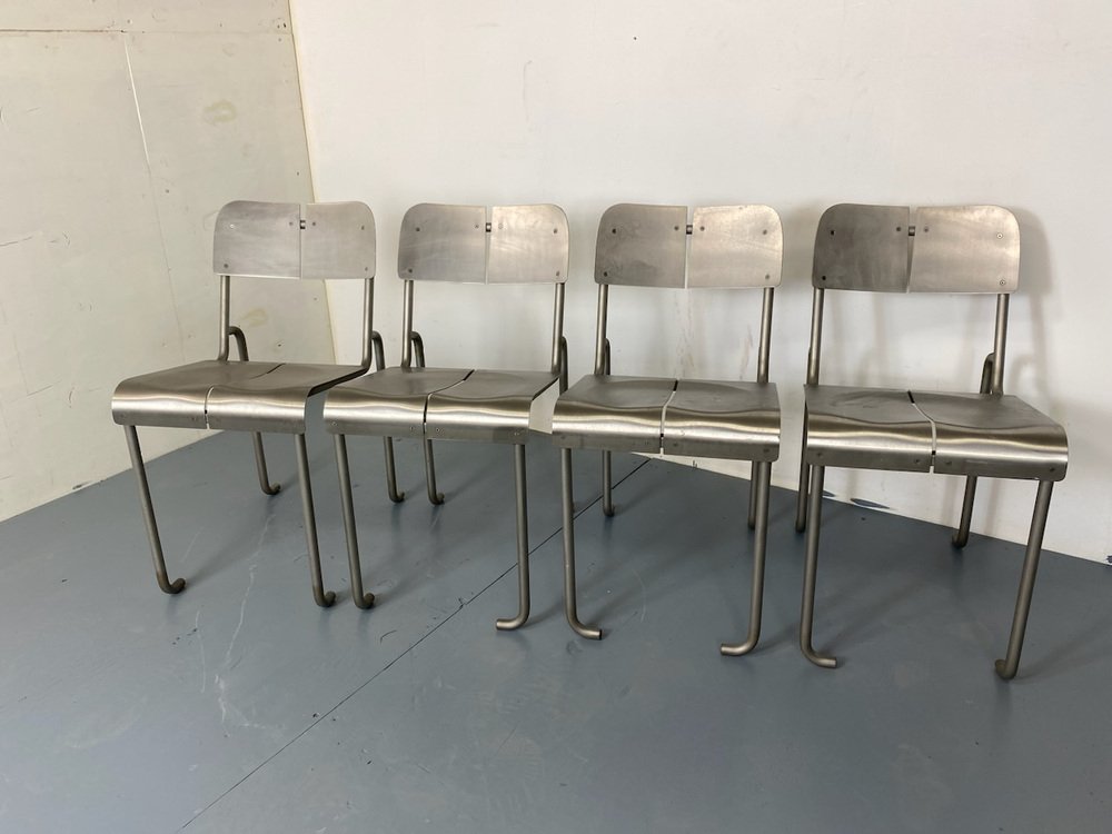 Modernist Architectural Stainless Steel Dining Chairs, 1980s, Set of 4 ...
