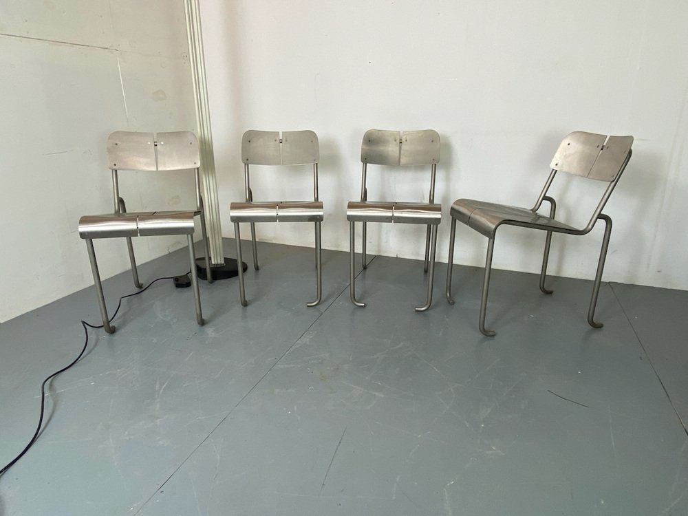 Modernist Architectural Stainless Steel Dining Chairs, 1980s, Set of 4 ...