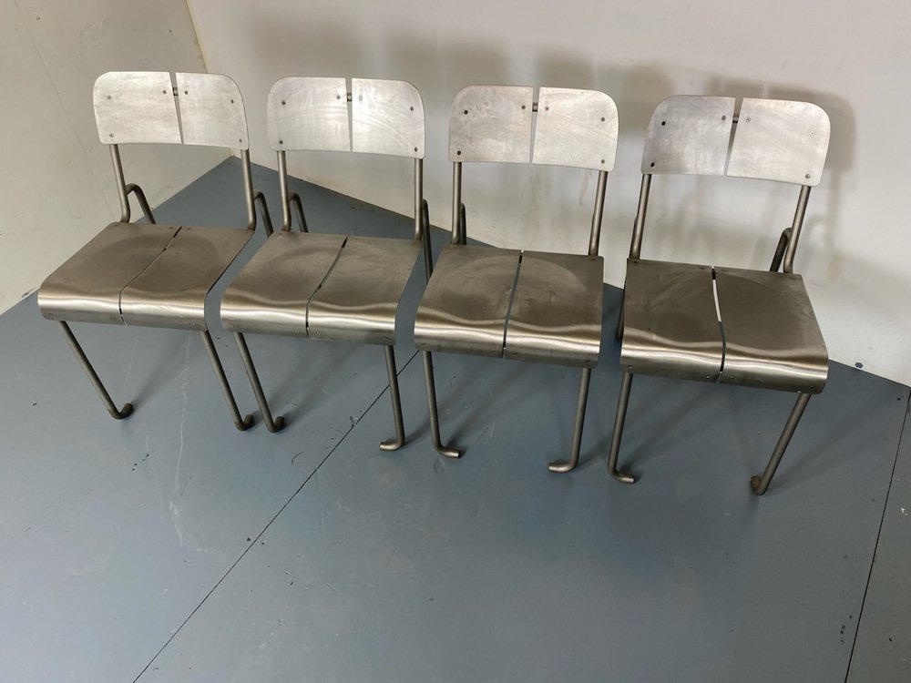 Modernist Architectural Stainless Steel Dining Chairs, 1980s, Set of 4 ...