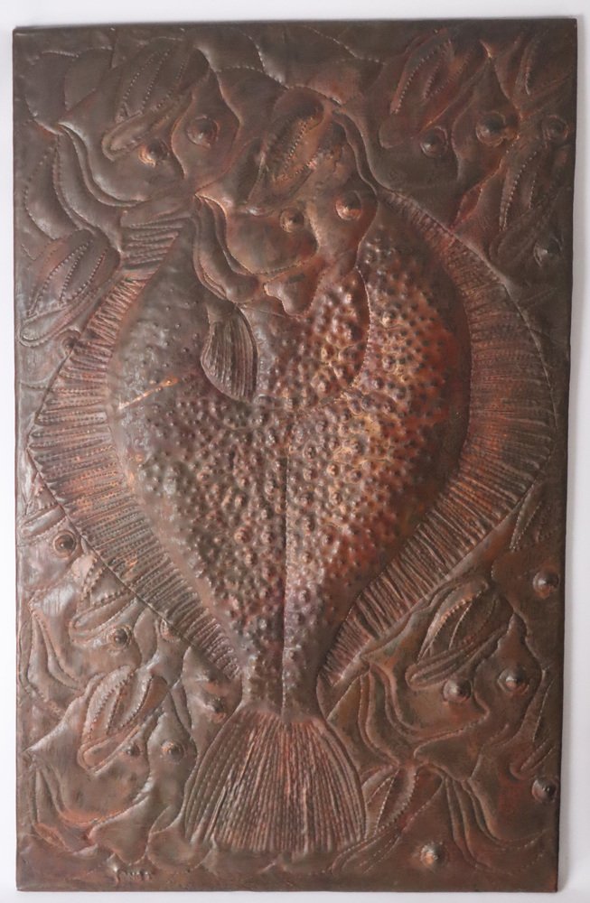 Large Copper Relief of a Sole, 1960s for sale at Pamono