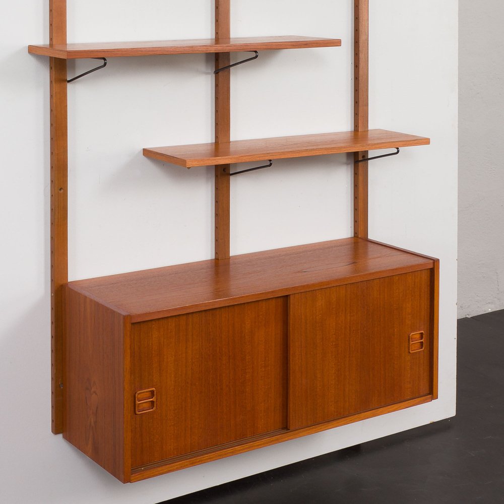 Mid-Century Modern Teak Wall Unit, Denmark, 1970s for sale at Pamono
