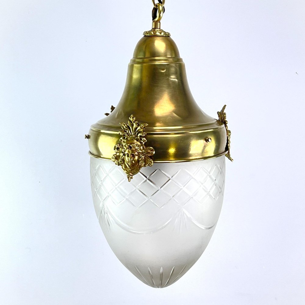 Art Nouveau Tear Drop-Shaped Ceiling Lamp in Bronze, 1900s for sale at ...