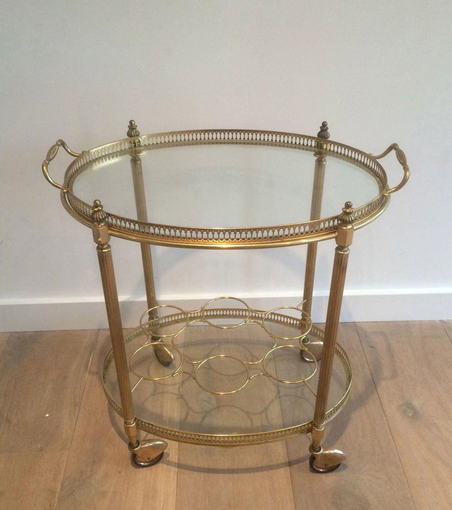 Oval Brass Roller Table, 1940 for sale at Pamono