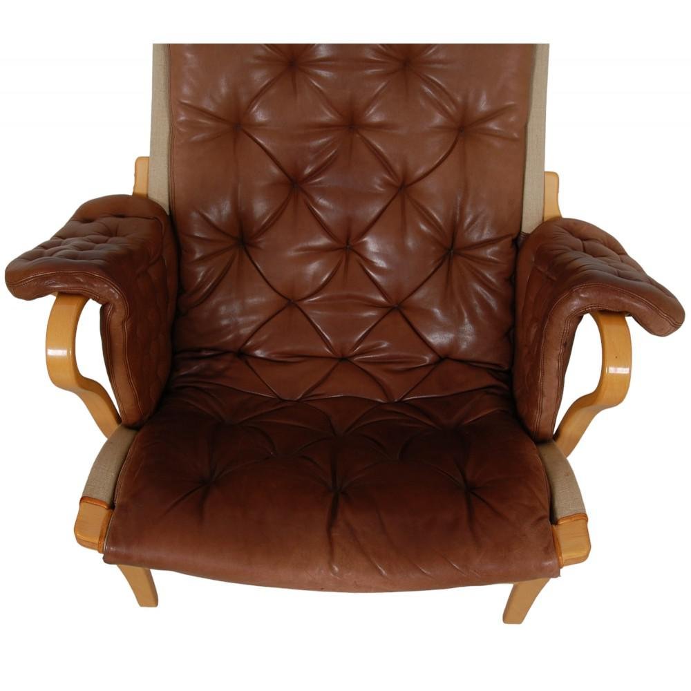 Pernilla Chair Model 69 in Brown Aniline Leather by Bruno Mathsson ...