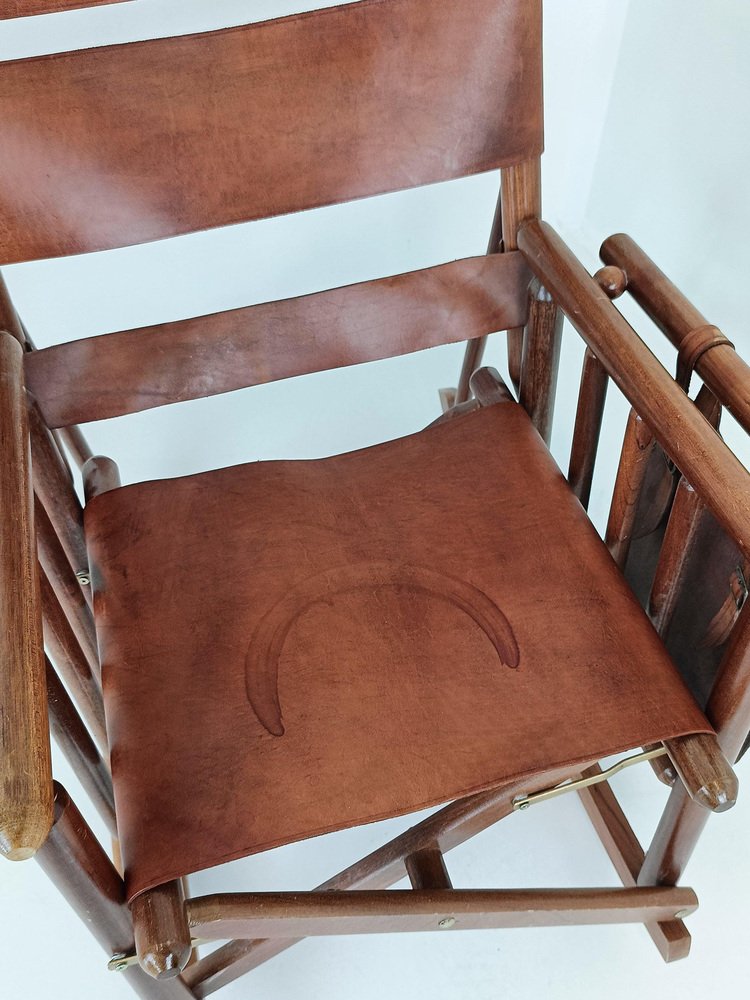 Safari Rocking Chair with Leather for sale at Pamono