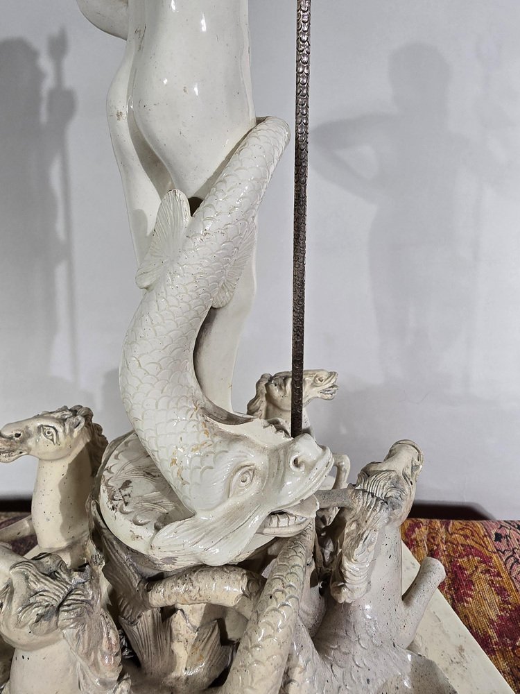 Late 19th Century Italian Ceramic Statue The Triumph of Neptune, 1880s ...
