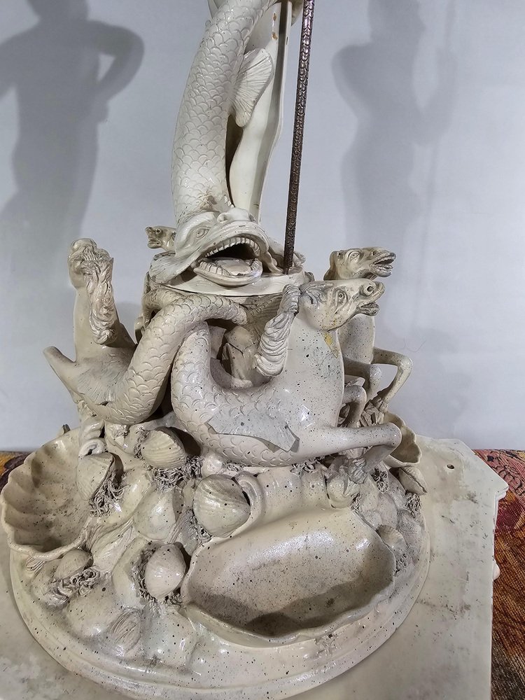 Late 19th Century Italian Ceramic Statue The Triumph of Neptune, 1880s ...