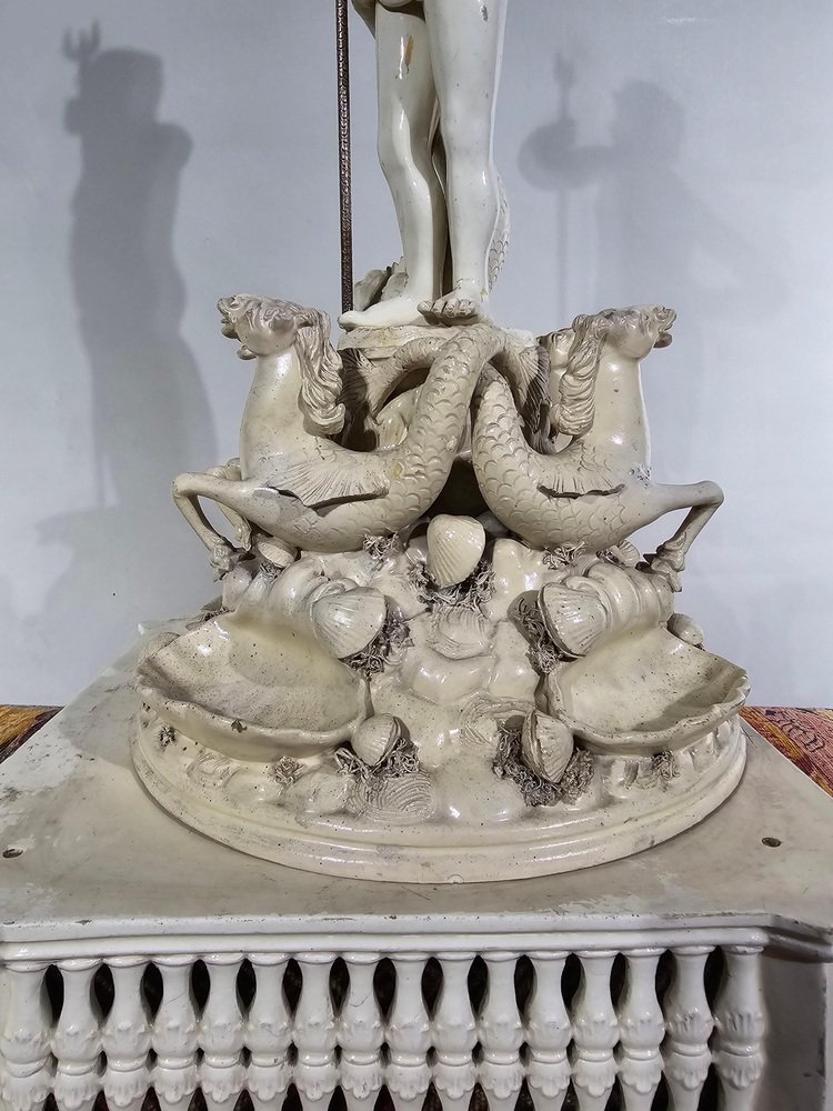 Late 19th Century Italian Ceramic Statue The Triumph of Neptune, 1880s ...