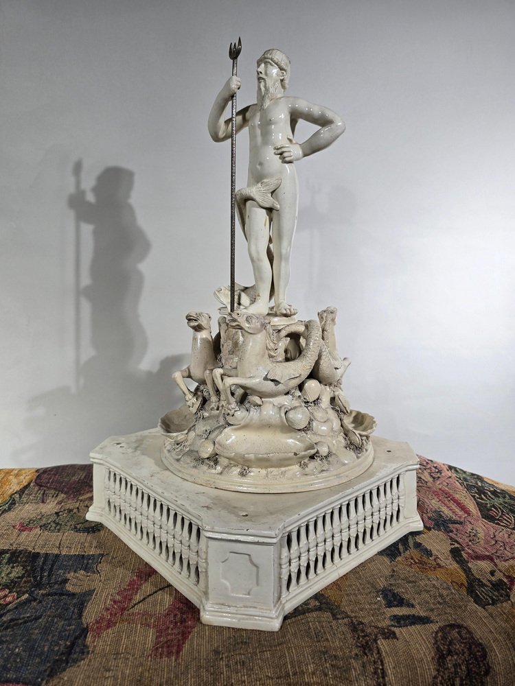 Late 19th Century Italian Ceramic Statue The Triumph of Neptune, 1880s ...