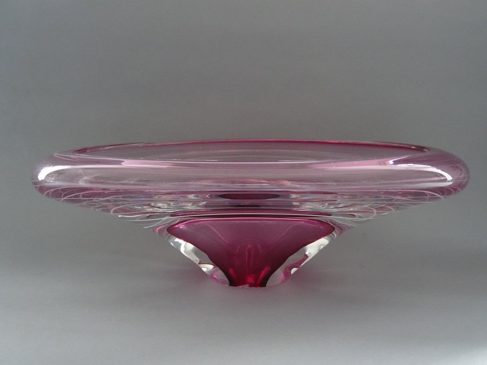 Pink Crystal Vase by Adam Jablonski, Poland, 1950s for sale at Pamono