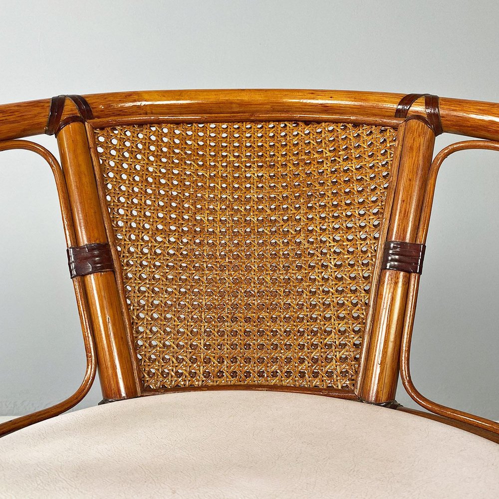 Modern Italian Cockpit Chair in Vienna Straw Wood and Steel, 1970s for ...