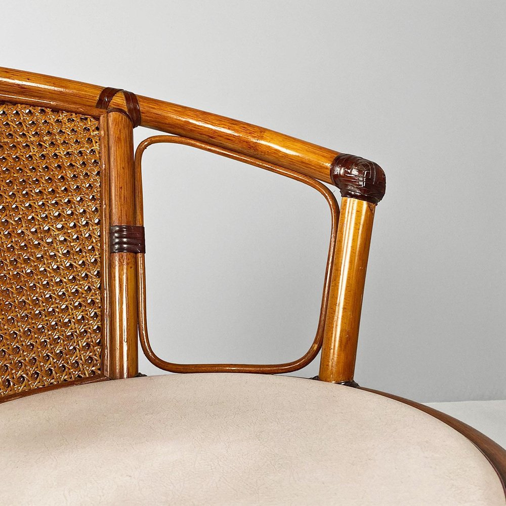 Modern Italian Cockpit Chair in Vienna Straw Wood and Steel, 1970s for ...
