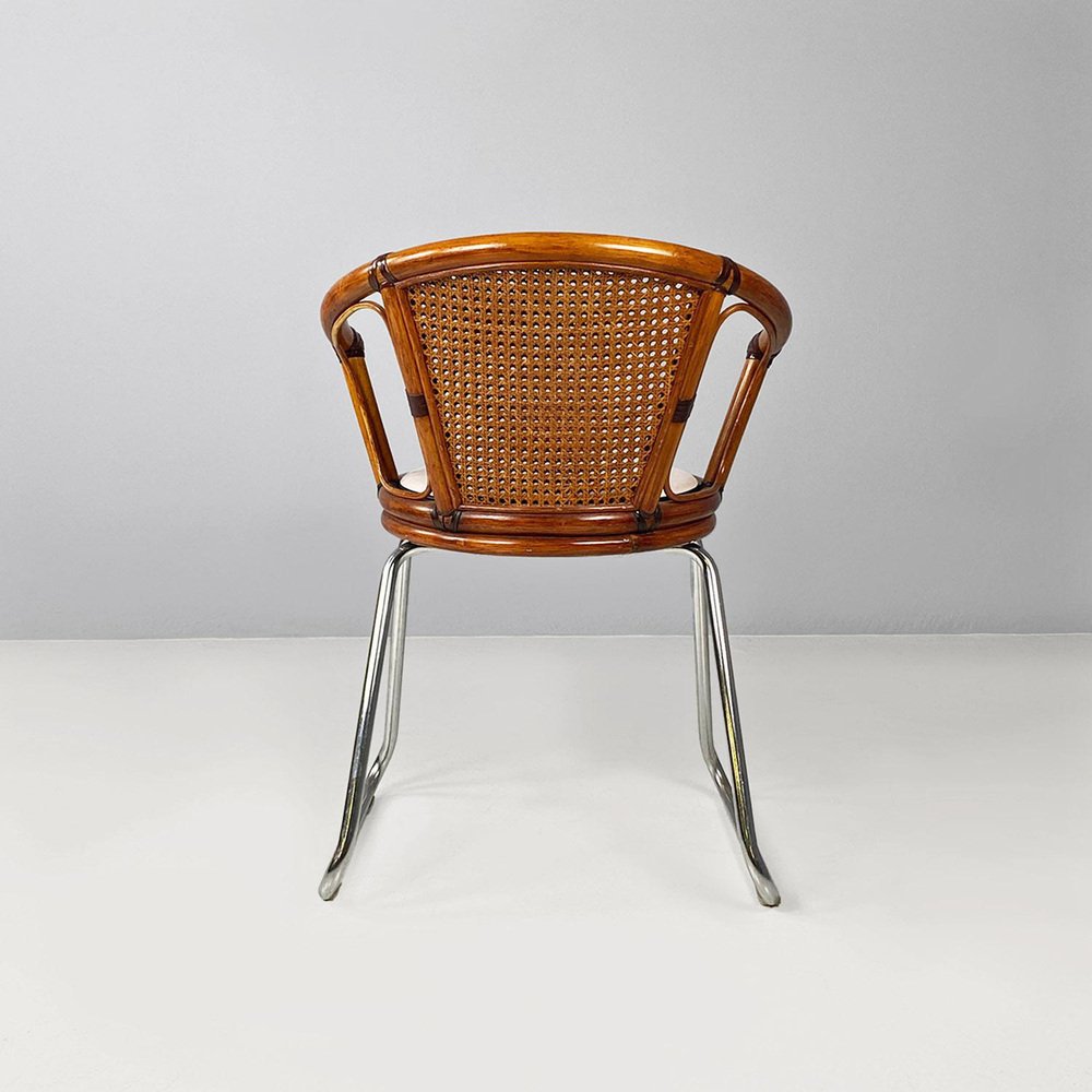 Modern Italian Cockpit Chair in Vienna Straw Wood and Steel, 1970s for ...