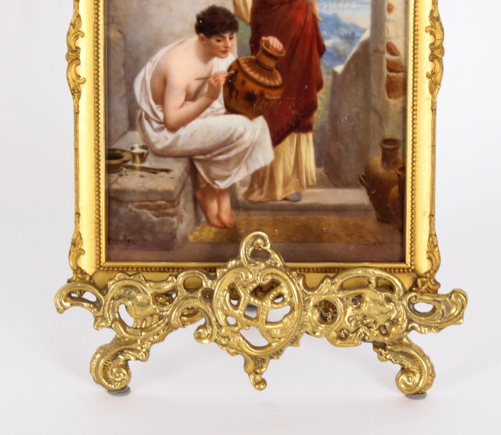 Antique Kunst Bringt Gunst Plaque on Stand from Berlin KPM, 19th ...
