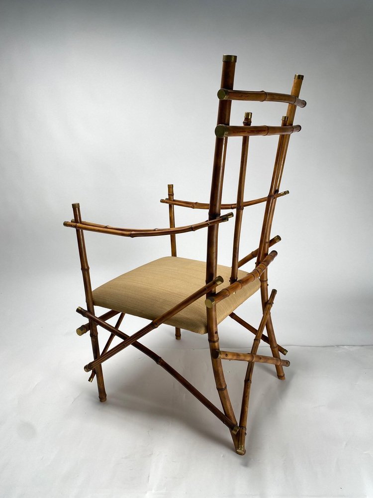 Vintage Italian Armchairs and Coffee Table in Bamboo and Brass by Paolo ...