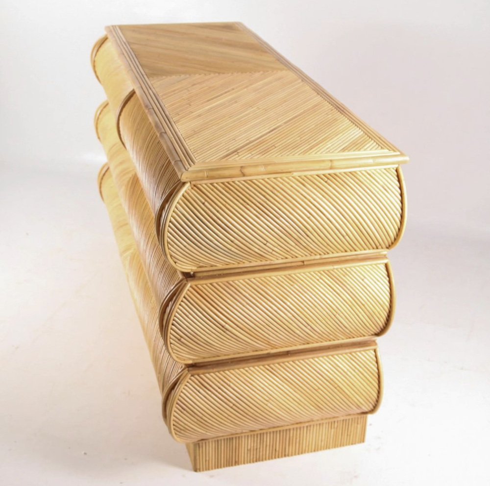 Curved Rattan Chest of Drawers for sale at Pamono