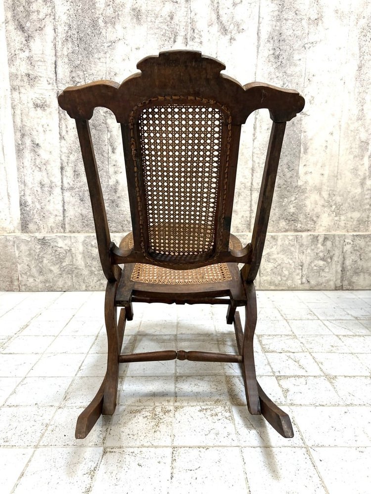 Folding Low Cane Rocking Chair for sale at Pamono