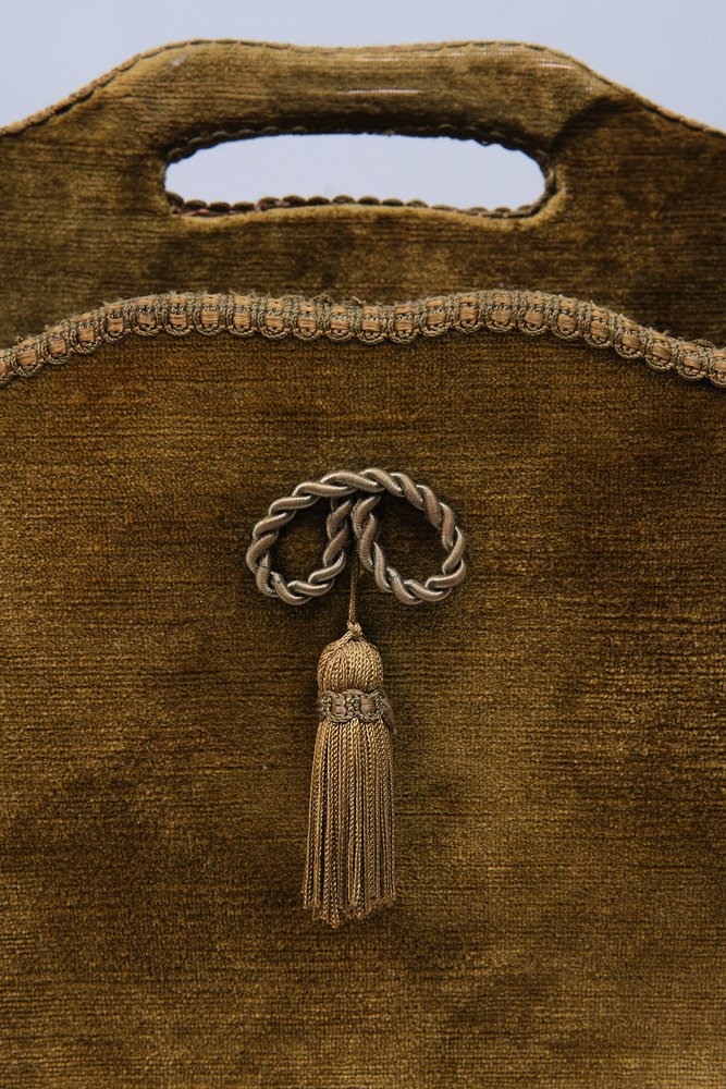 Green Velvet Magazine Holder, 1970s for sale at Pamono