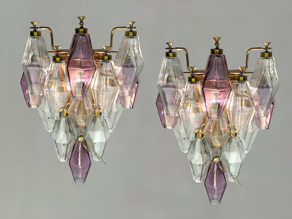 Murano Glass Polygon Sconces, 1970s, Set of 2 for sale at Pamono