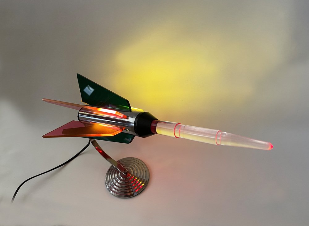 Large Space Age Rocket Table Lamp Chrome & Acrylic, 1960s for sale at ...