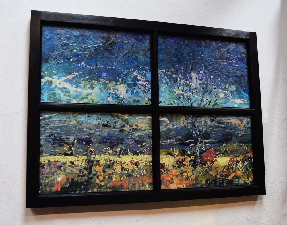 Andrew Francis, Cors Caron, 4 Panelled Encaustic on Board, 2022 for ...