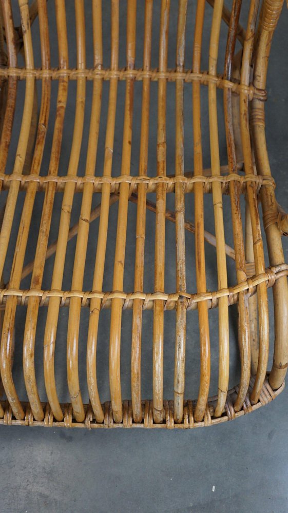 Vintage Rattan Bench, Netherlands,1950s for sale at Pamono