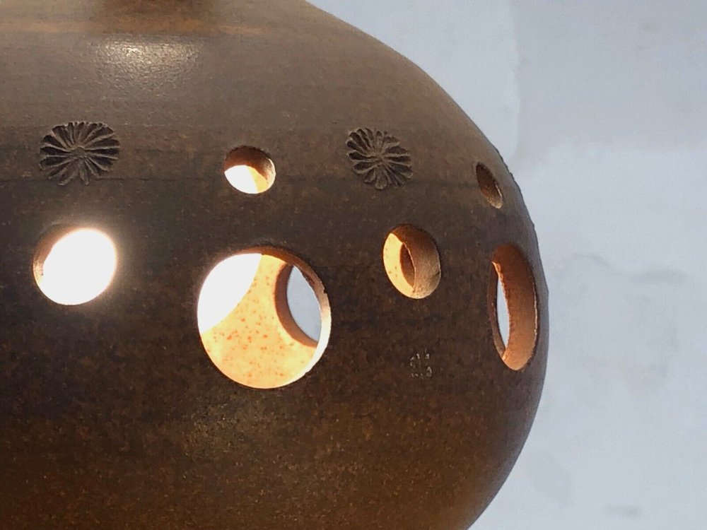 Brutalist Rustic Ceramic Table Lamp by Lam, 1950s for sale at Pamono