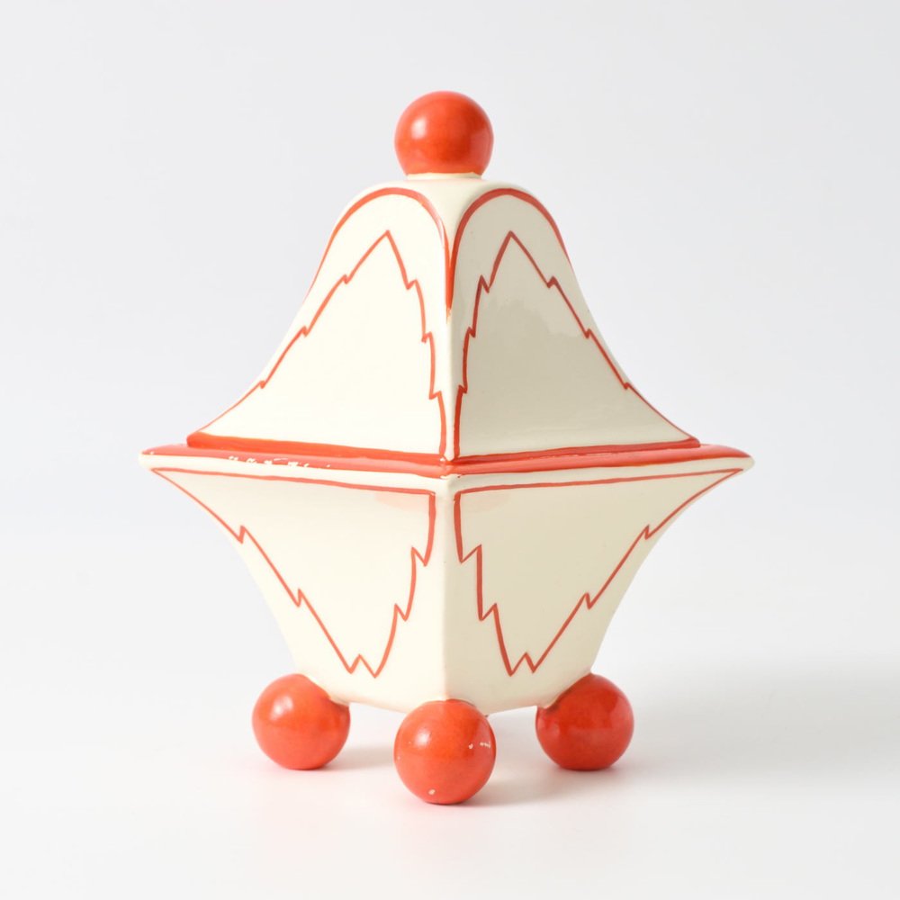 Cubist Style Czech Earthenware Box, 1920s for sale at Pamono