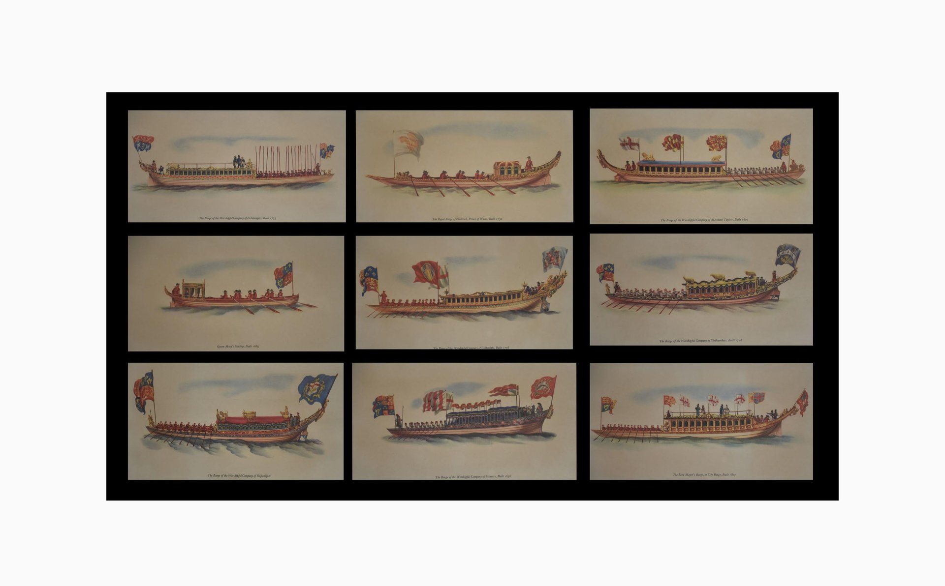 Livery Company Barges, Lithographien, 1890er, 9 . Set bei Pamono kaufen