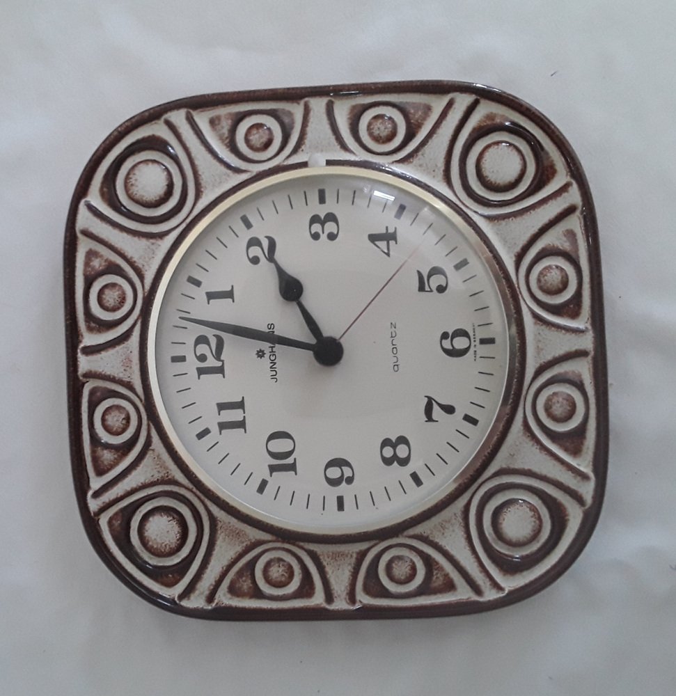 Vintage German Wall Clock by Junghans, 1980s for sale at Pamono
