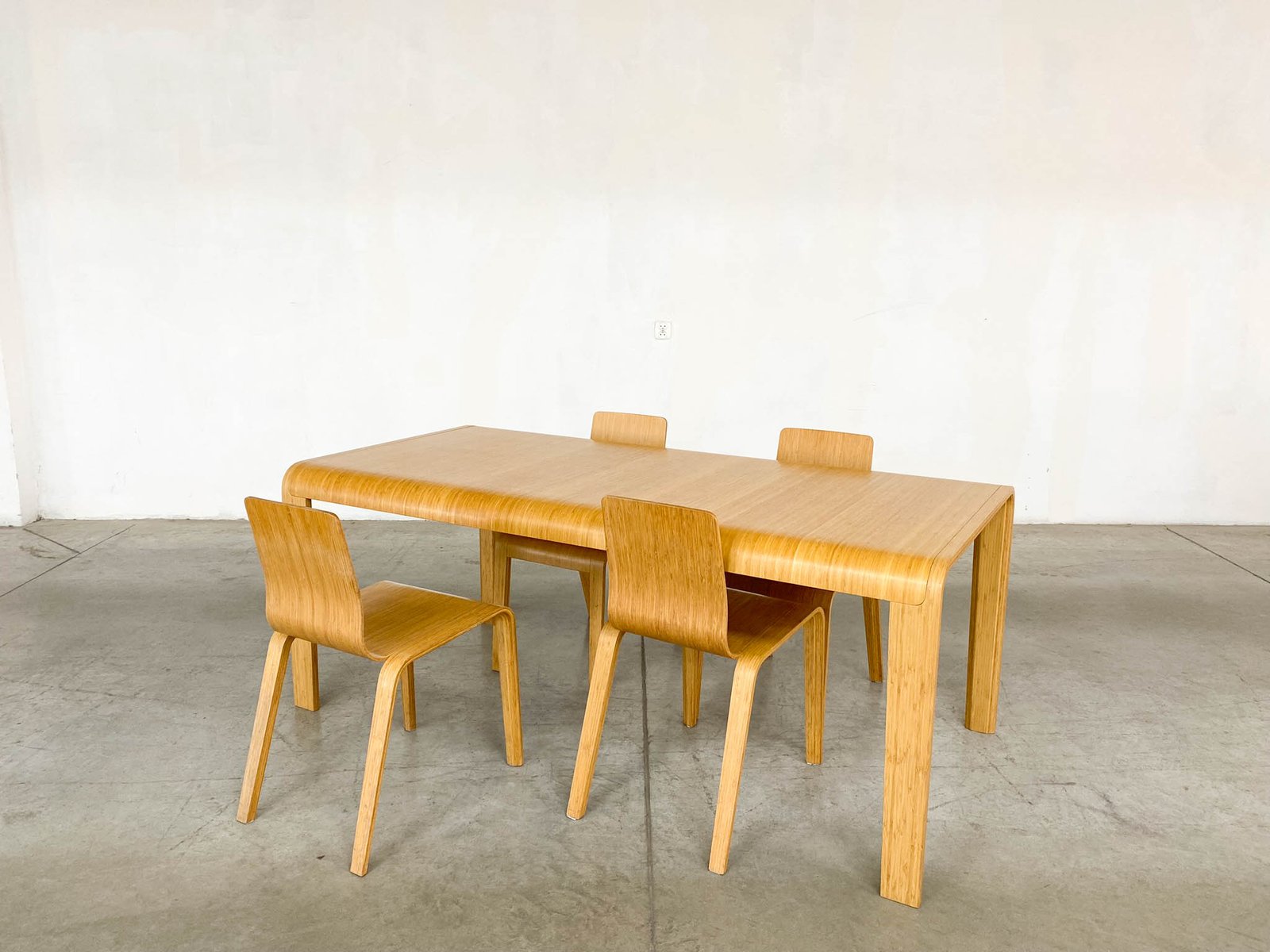 Bamboo Dining Set Table and Chairs by Henrik Tjaerby for Artek Studio ...