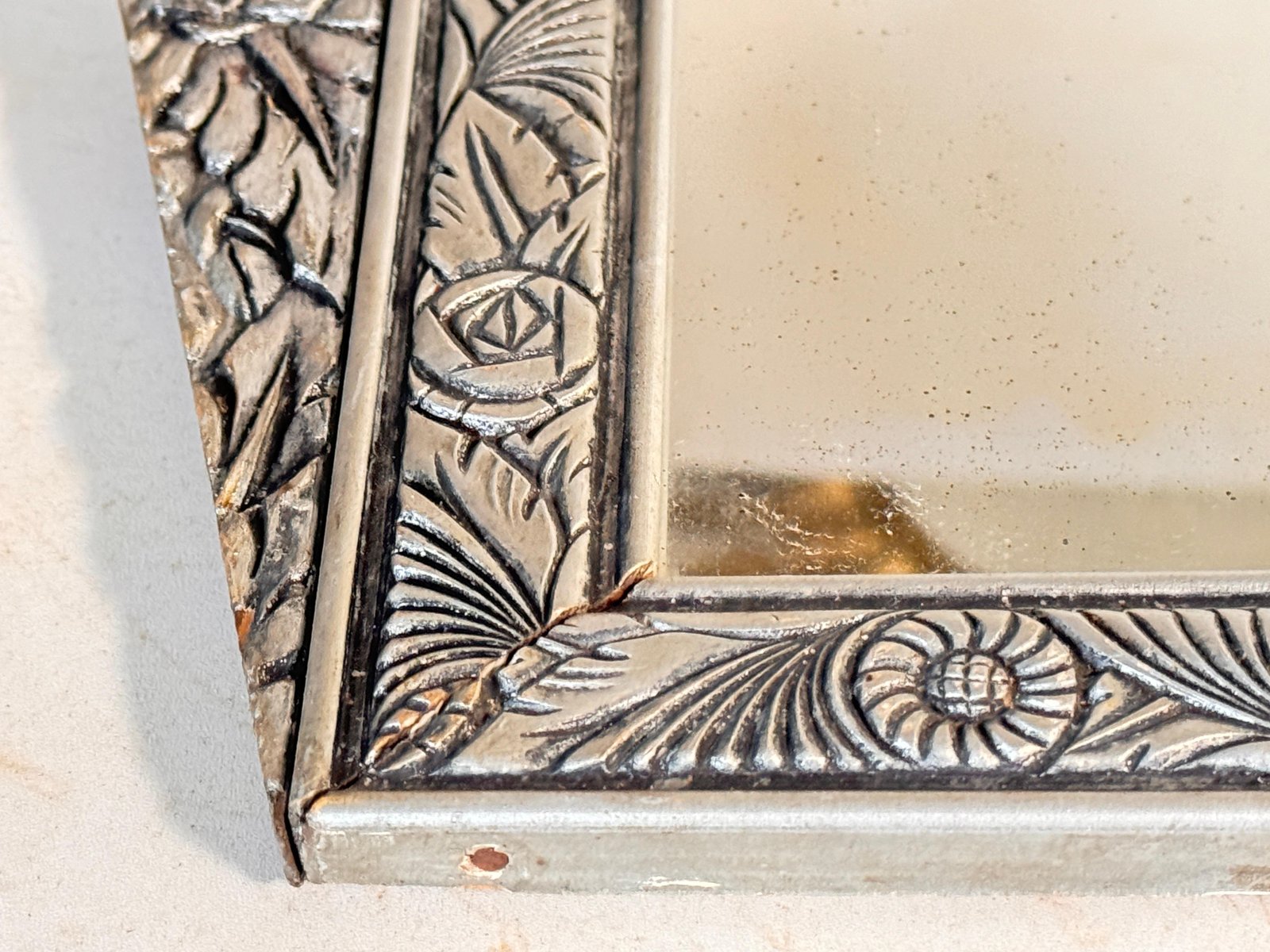 Wall Miror in Wood and Glass, France, 1970s for sale at Pamono