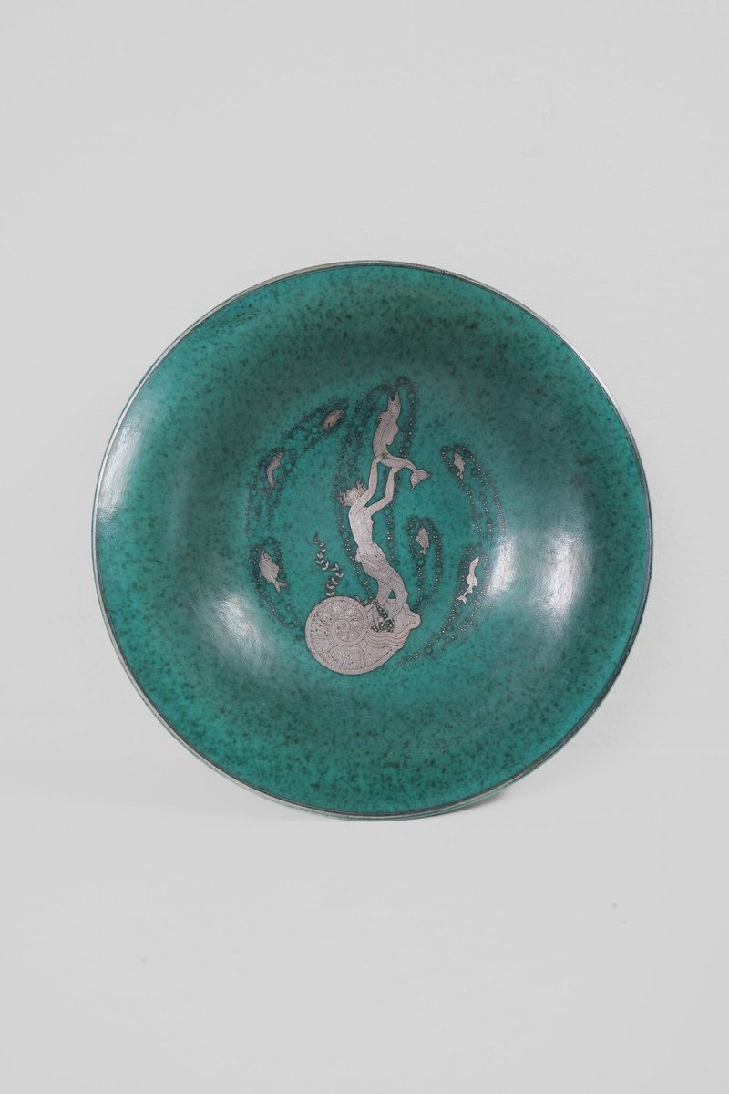 Large Art Deco Plate by Wilhelm Kåge Gustavsberg, 1930s for sale at Pamono