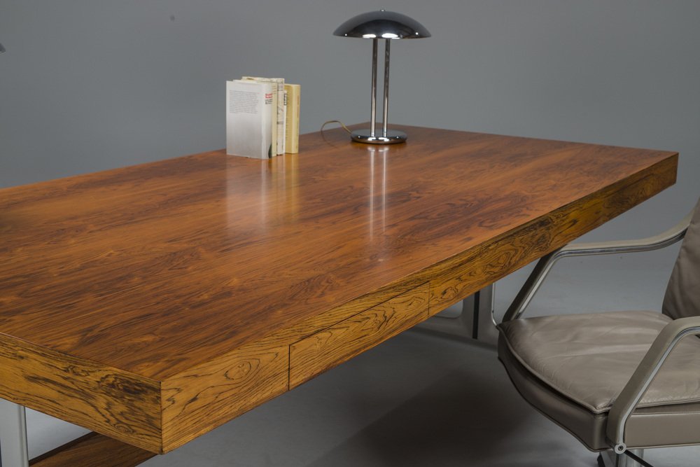 Large Executive Rosewood Architects Desk, 1950s for sale at Pamono