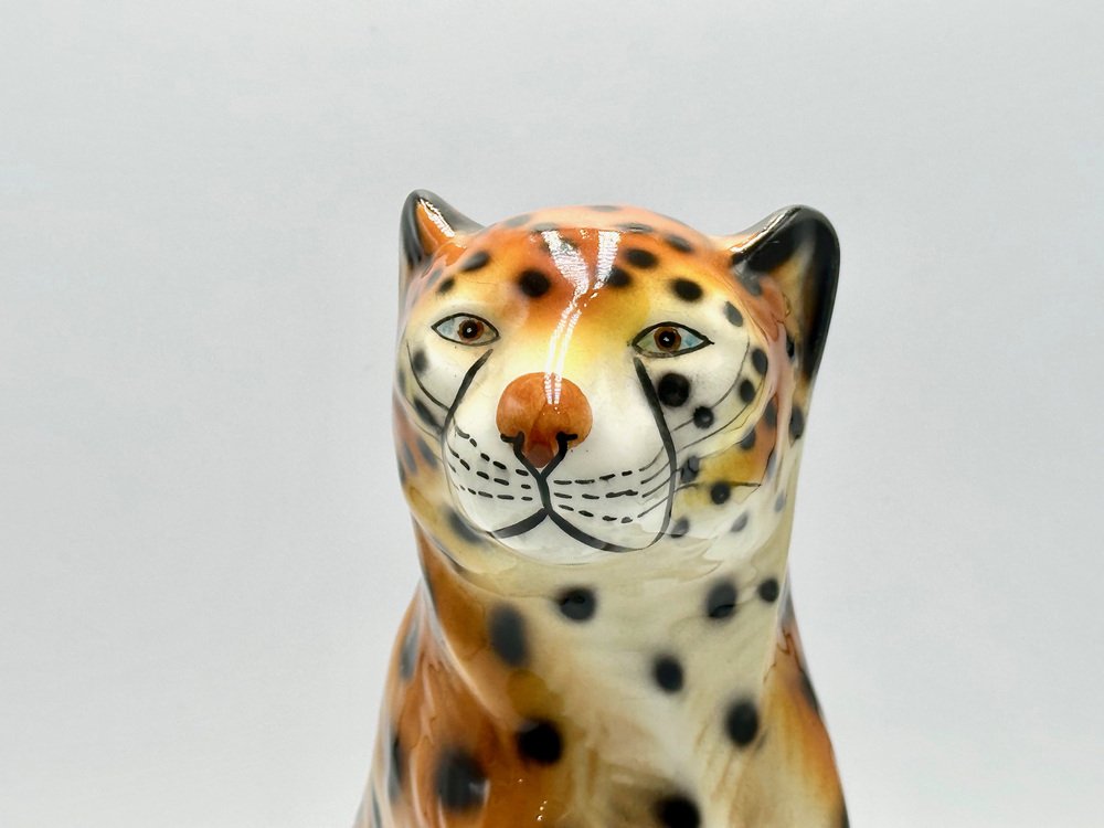 Vintage Italian Ceramic Cheetah Sculpture, 1960s for sale at Pamono