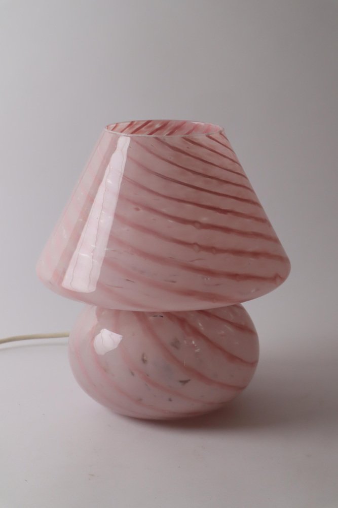 Große Pinke Mushroom Tischlampe aus Muranoglas, 1970er bei Pamono kaufen