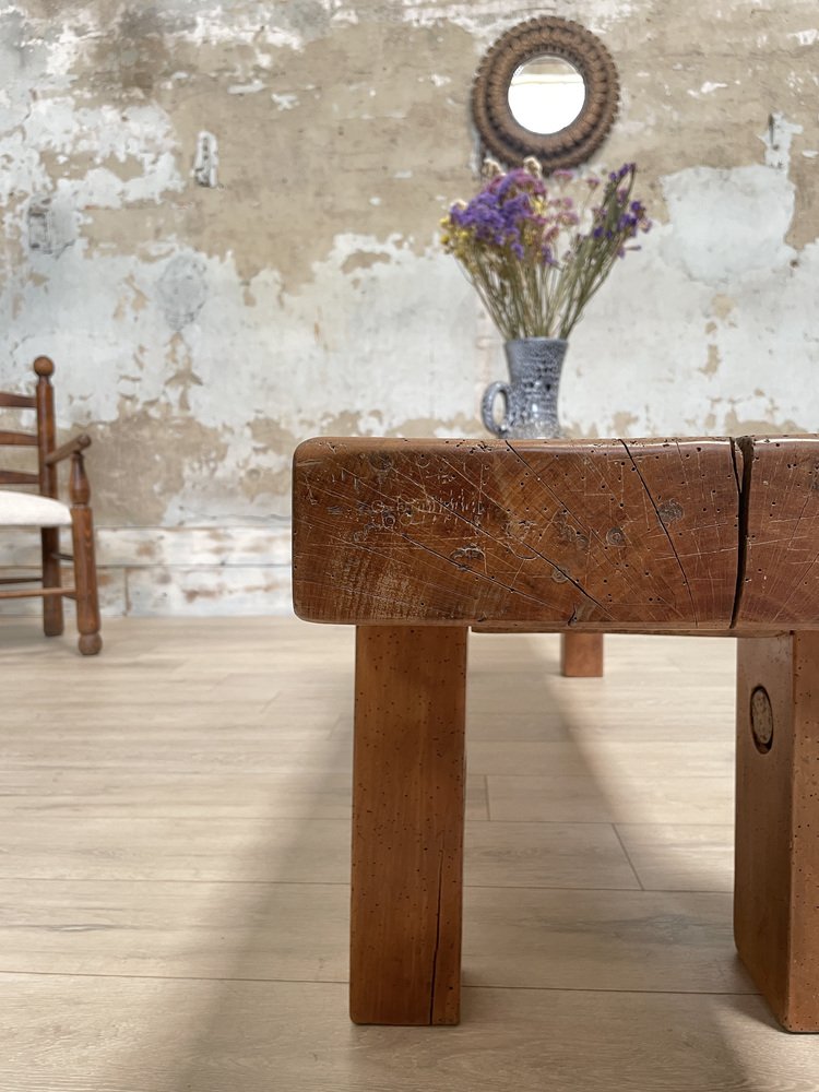 Primitive Coffee Table in Wood for sale at Pamono