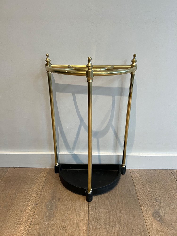 Rounded Brass Umbrella Stand, 1890s for sale at Pamono