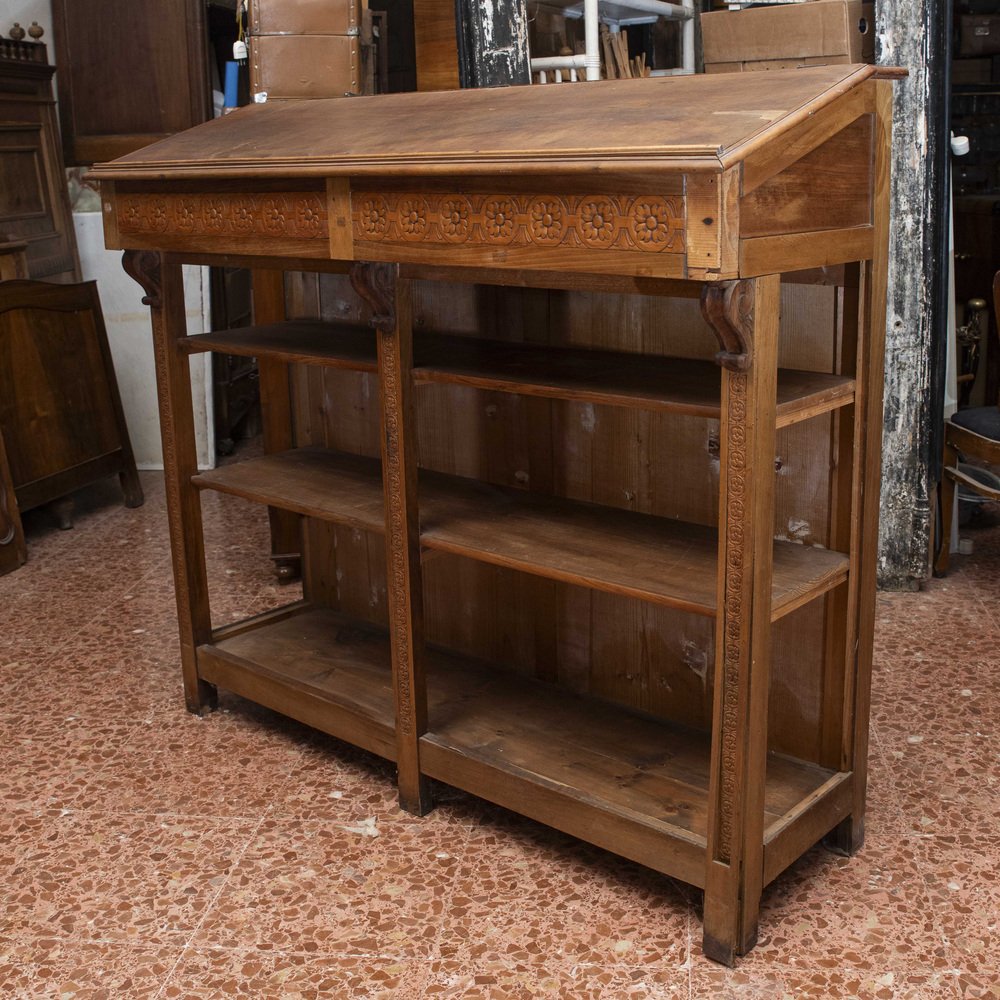 Art Nouveau Sideboard Bookcase with Flap-Openable Lectern, Italy for ...