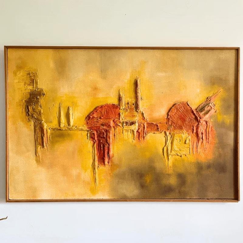 John Jackson, Orange Composition, 1970s, Oil Painting for sale at Pamono