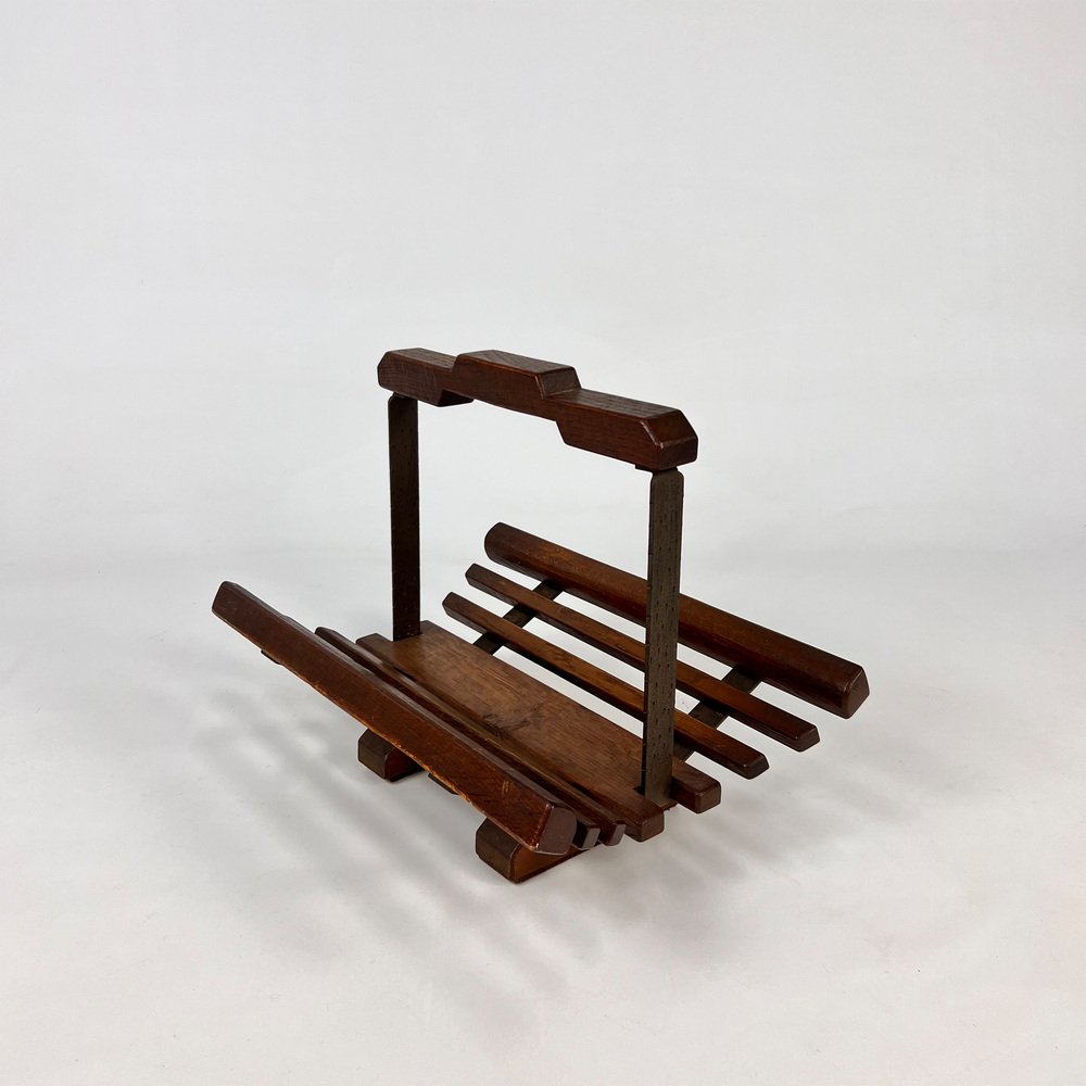 Modernist Oak Magazine Rack, 1970s for sale at Pamono