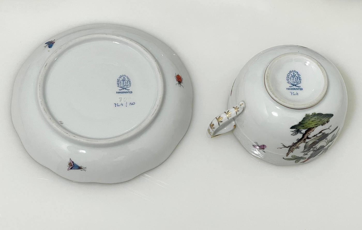Porcelain Rothschild Cups and Saucers from Herend Hungary, 1960s, Set ...