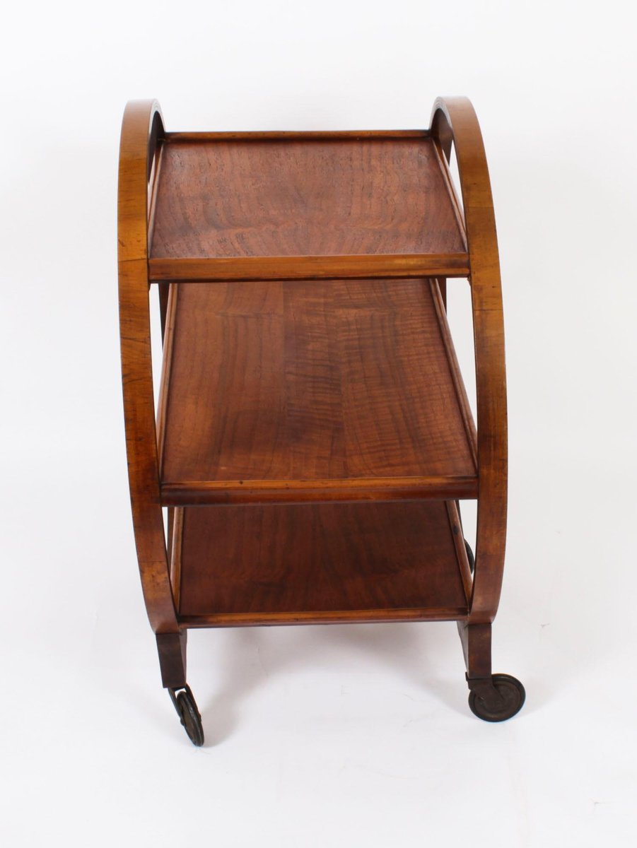 Antique Art Deco Figured Walnut Serving Trolley, 1920s for sale at Pamono Antique Art Deco Figured Walnut Serving Trolley, 1920s for sale at Pamono